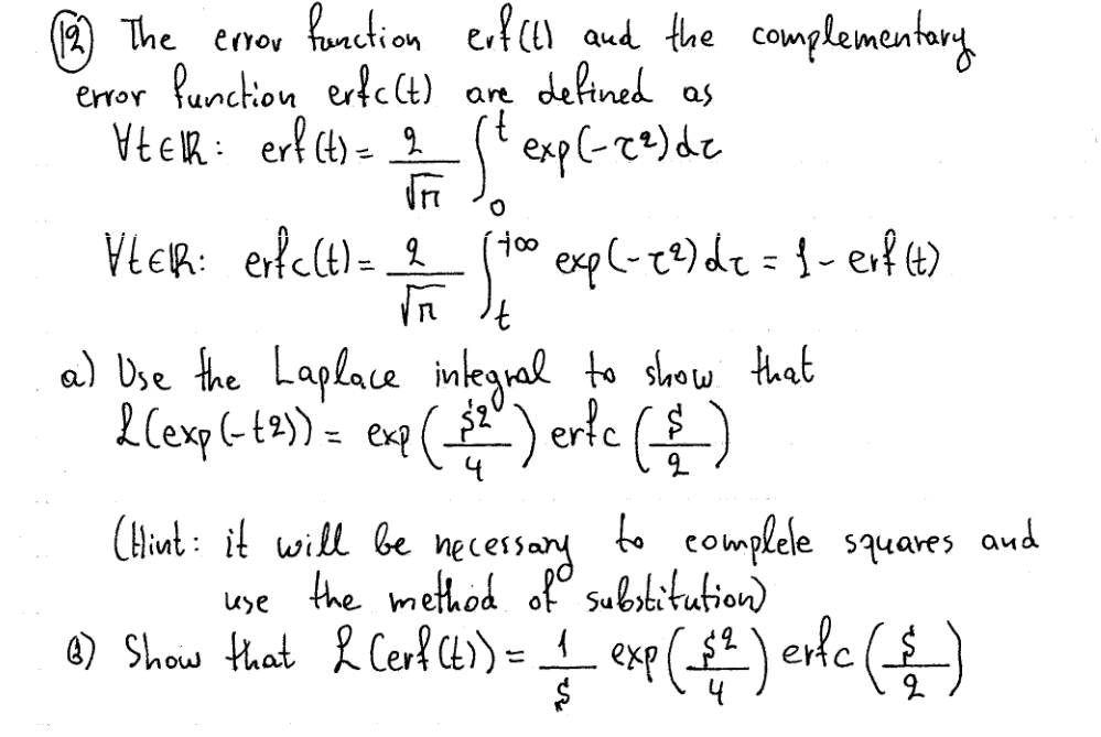Solved 12 The Error Tonction Ert T And The Complementary