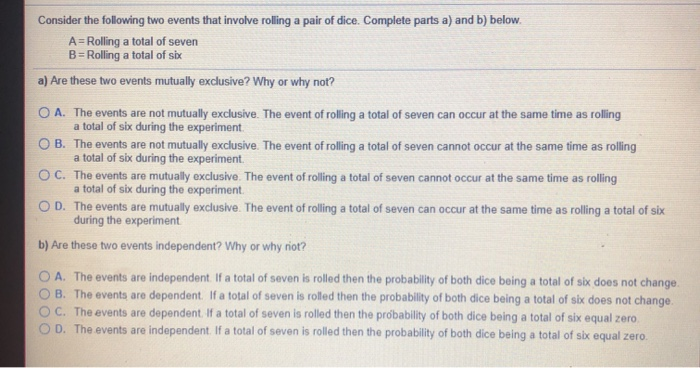 Solved Consider the following two events that involve | Chegg.com