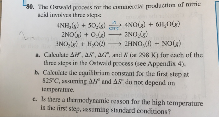 Solved 80. The Ostwald process for the commercial production | Chegg.com