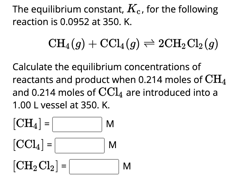 Solved The equilibrium constant, \\( K_{\\mathrm{c}} \\), | Chegg.com