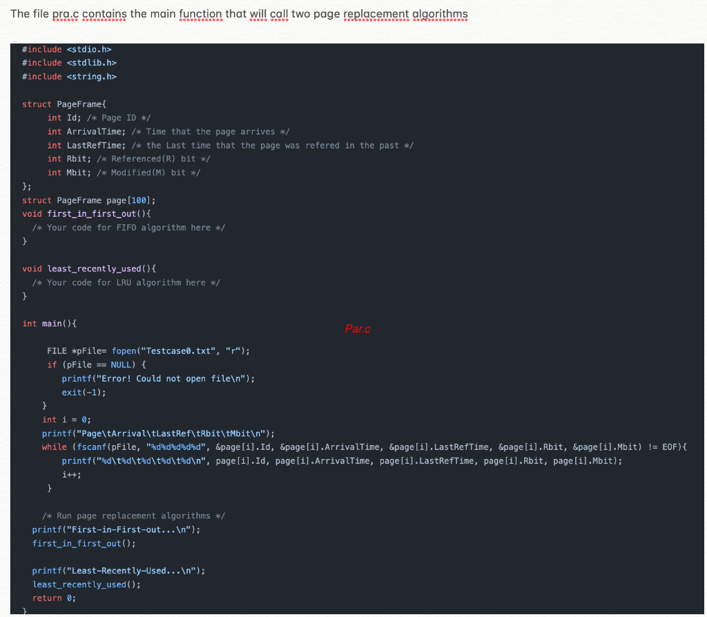 Solved Implement code on FIFO and LRU by use of testcase.txt | Chegg.com