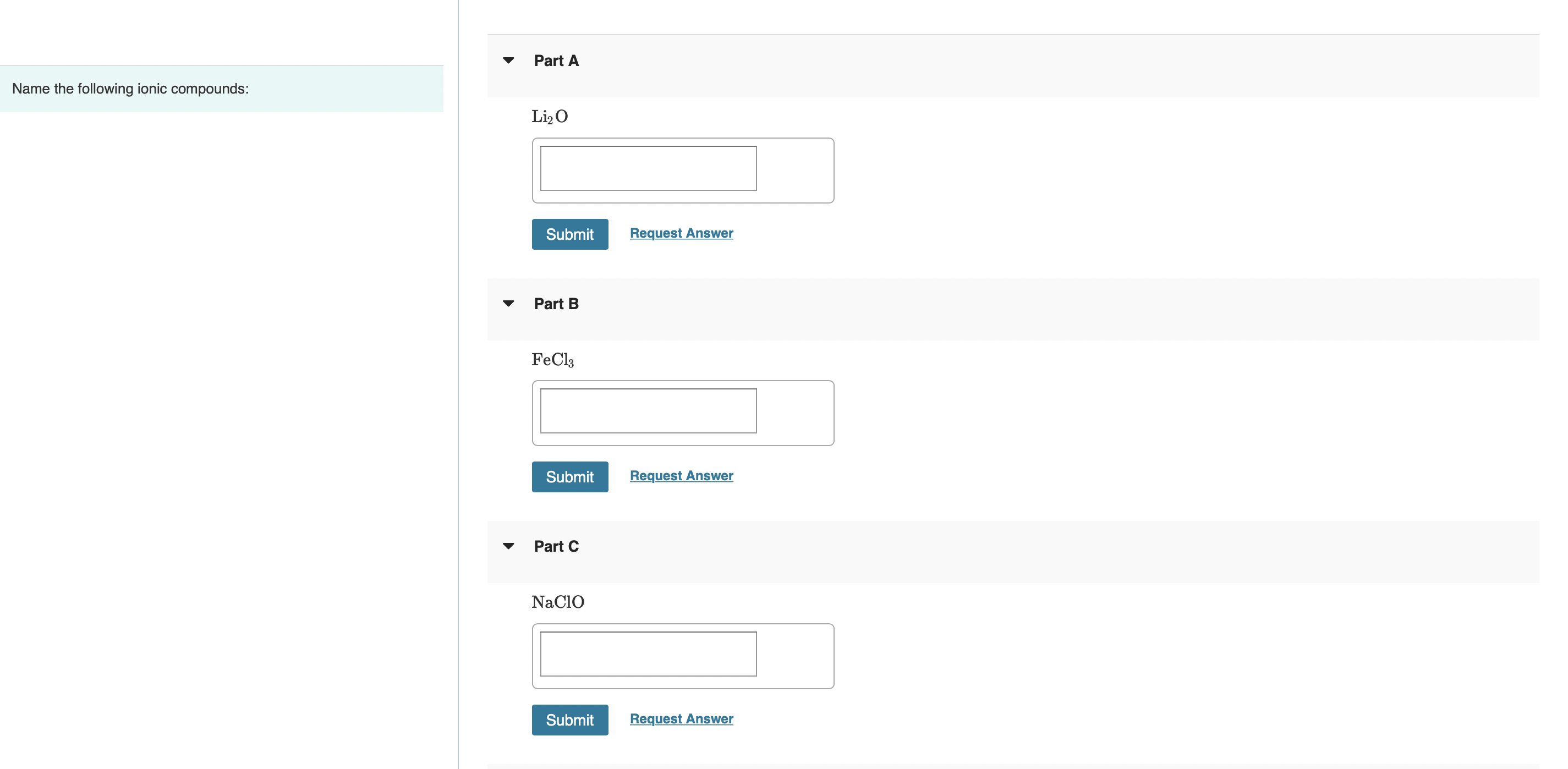 Solved Name the following ionic compounds: | Chegg.com