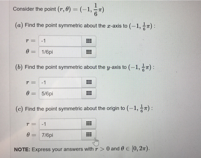 Solved Consider the point (r, θ)-(-1, 7) (a) Find the point | Chegg.com