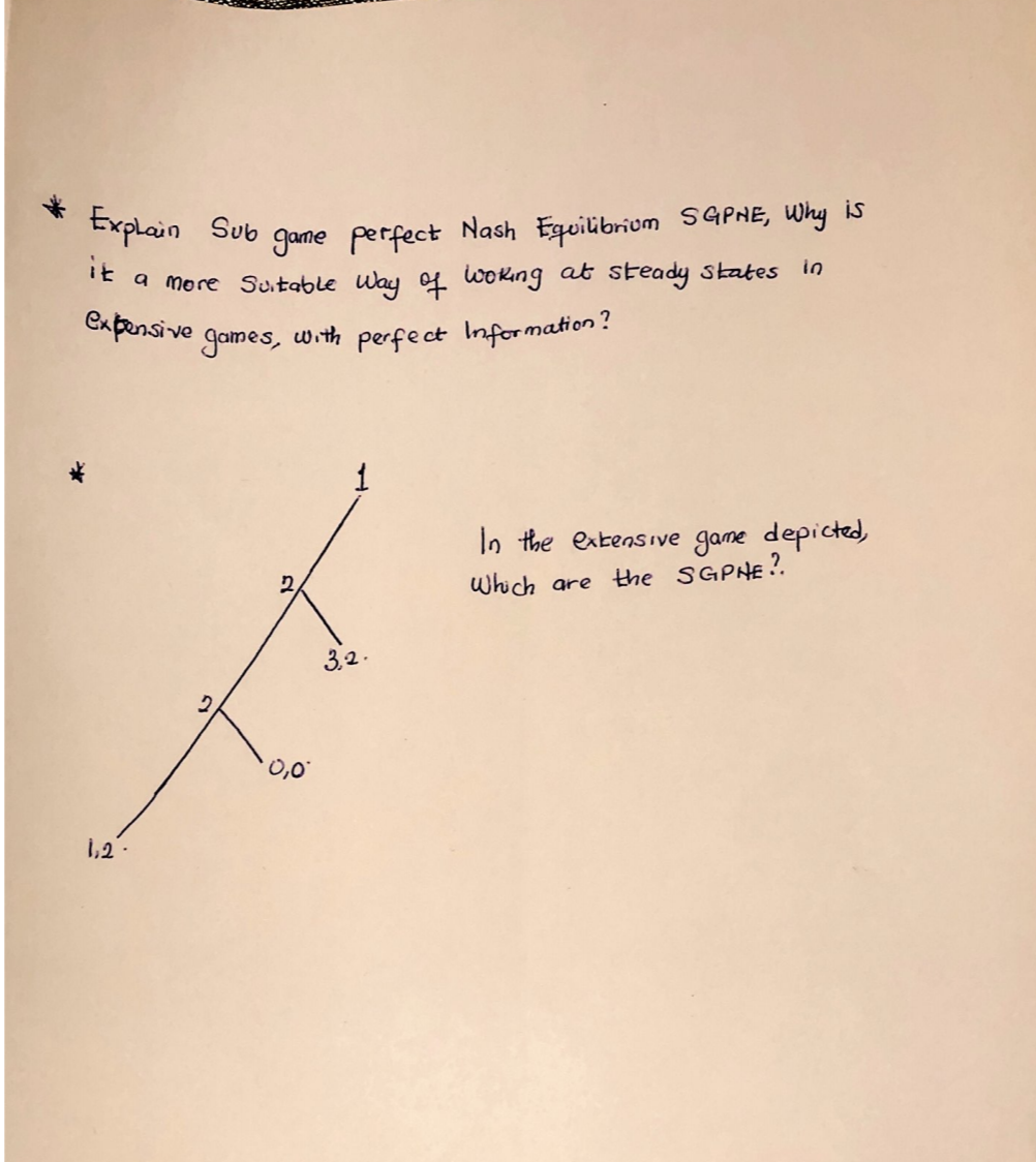 Solved Explain Sub game perfect Nash Equilibrium SGPne, Why | Chegg.com