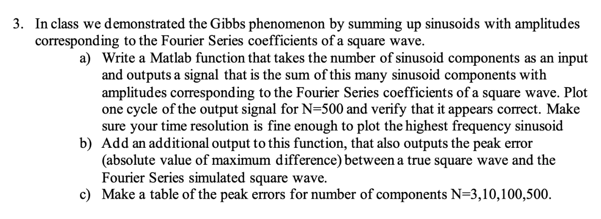 Solved 3. In class we demonstrated the Gibbs phenomenon by | Chegg.com