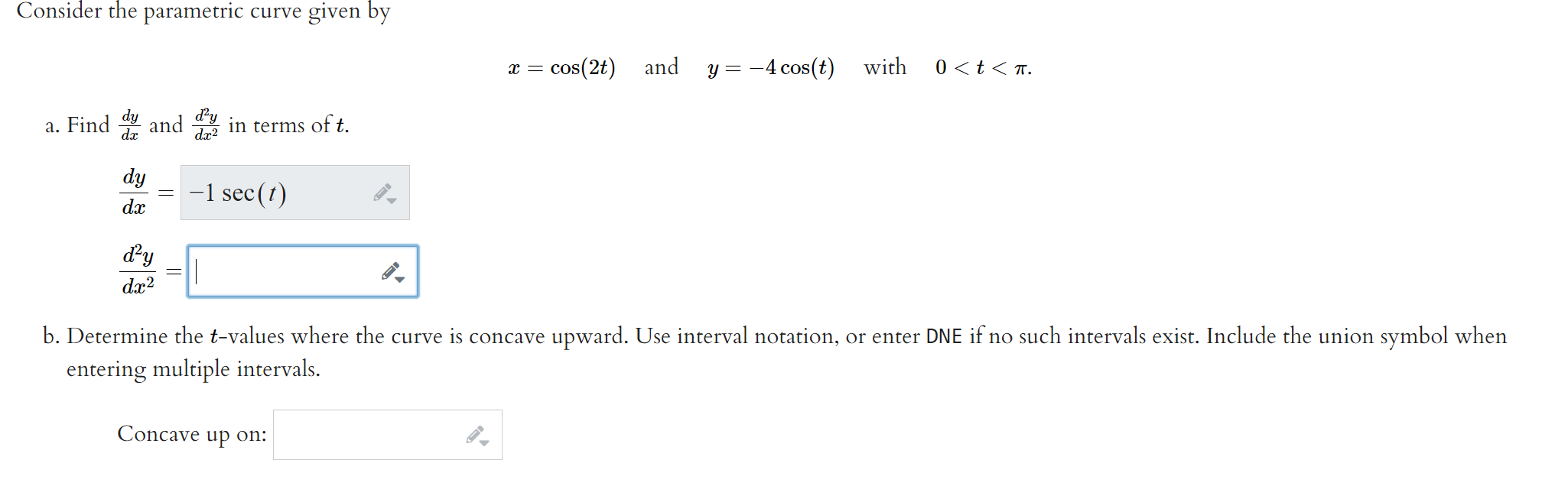Solved Consider the parametric curve given | Chegg.com