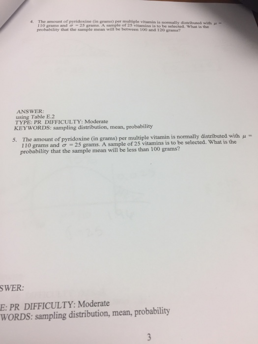 Solved The amount of pyridoxine (in grams) per multiple | Chegg.com
