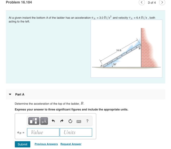 Solved Problem 16.104 At a given instant the bottom A of the | Chegg.com