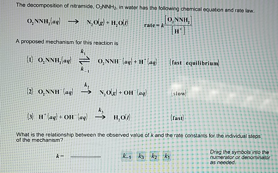 Solved e decomposition of nitramide, O2NNH2, in water has | Chegg.com