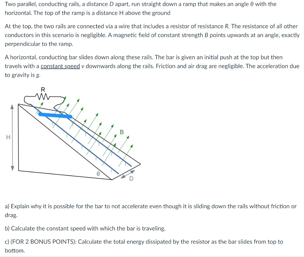 Solved Two parallel, conducting rails, a distance D apart, | Chegg.com