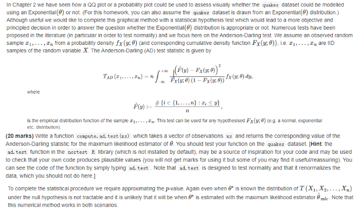 In Chapter 2 we have seen how a QQ plot or a | Chegg.com