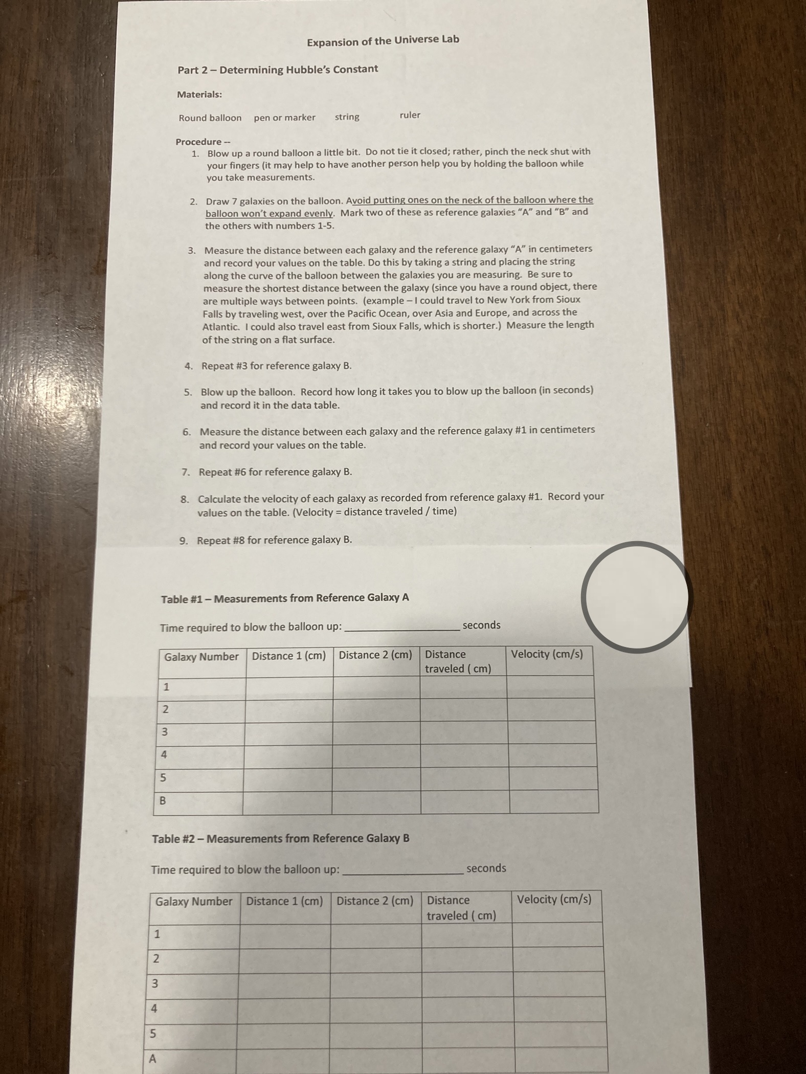 Expansion of the Universe Lab Part 2 - Determining | Chegg.com