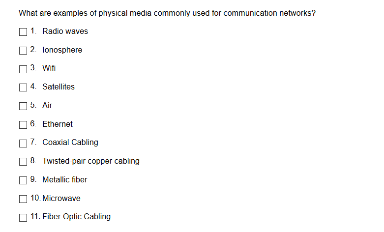 Solved What are examples of physical media commonly used for | Chegg.com