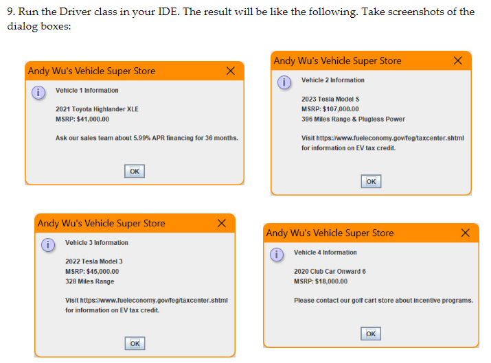 Solved 4. The vehicle class has the following instance | Chegg.com