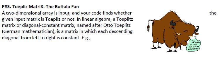 P#3. Toepliz Matrix. The Buffalo Fan A | Chegg.com