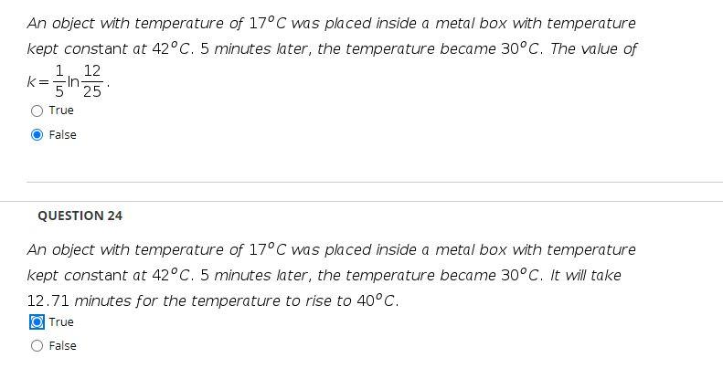 Solved An object with temperature of 17°C was placed inside | Chegg.com