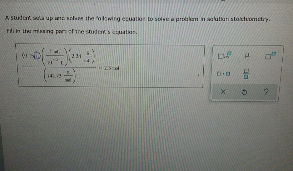 Solved A student sets up and solves the following equation | Chegg.com