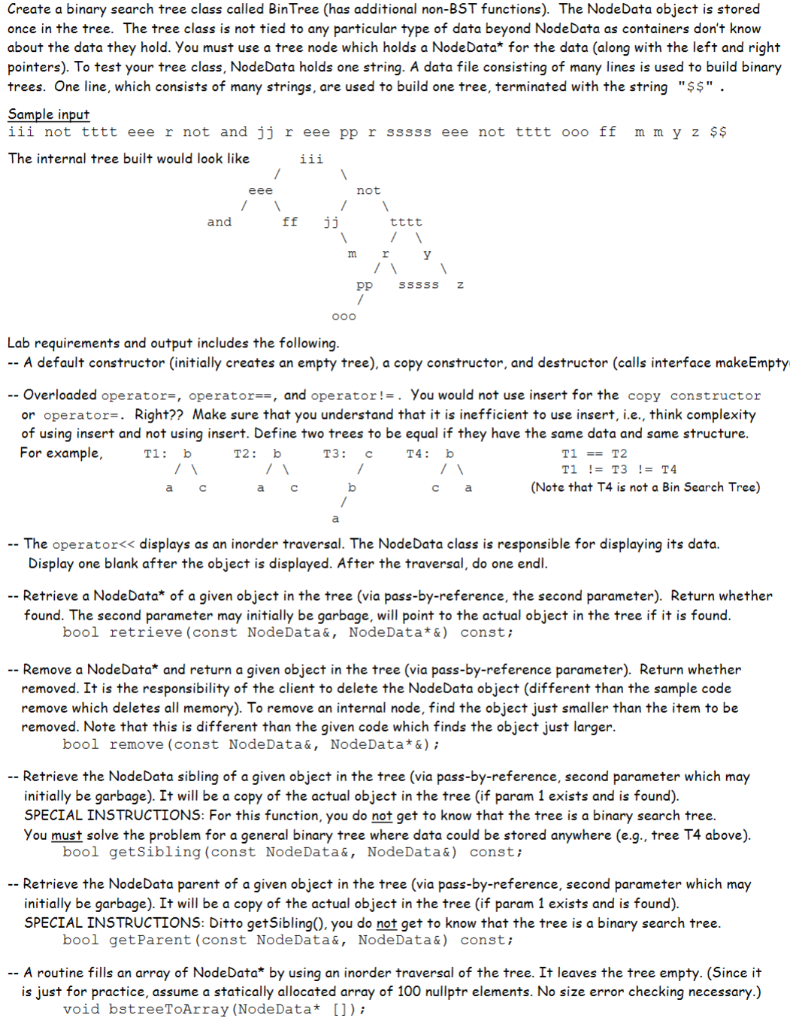 Solved Create a binary search tree class called BinTree (has | Chegg.com