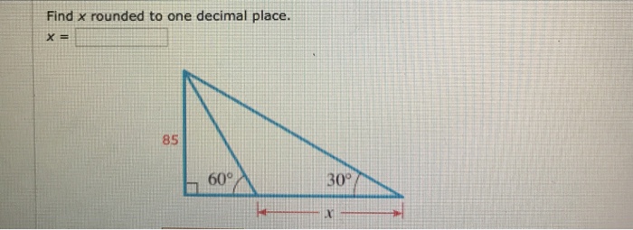 Solved Find x rounded to one decimal place. x = __________ | Chegg.com