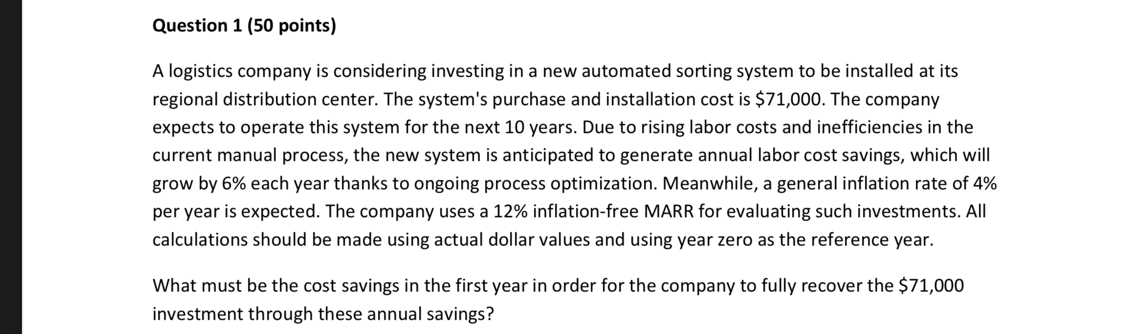 Solved Question 1 (50 ﻿points) ﻿A logistics company is | Chegg.com