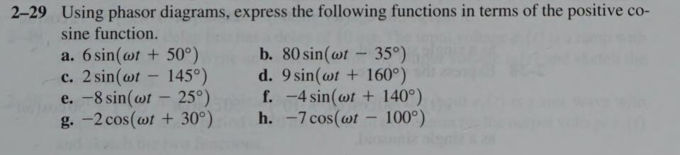 Solved 2-29 Using phasor diagrams, express the following | Chegg.com