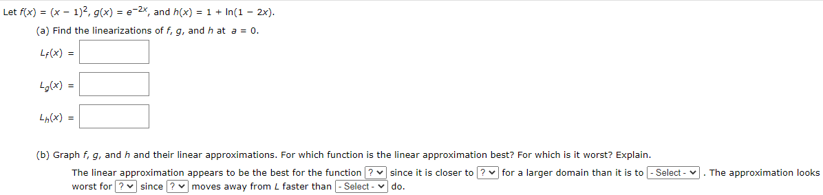 Solved Let f(x) = (x - 1), g(x) = e-2x, and h(x) = 1 + In(1 | Chegg.com