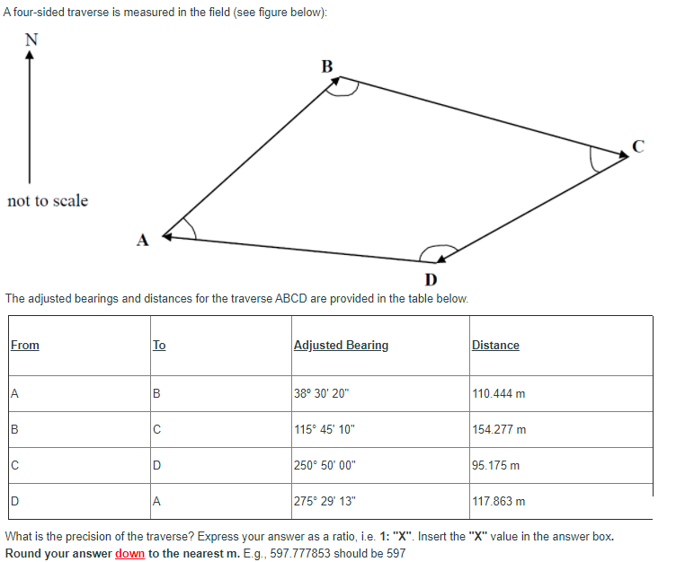 Solved A four-sided traverse is measured in the field (see | Chegg.com
