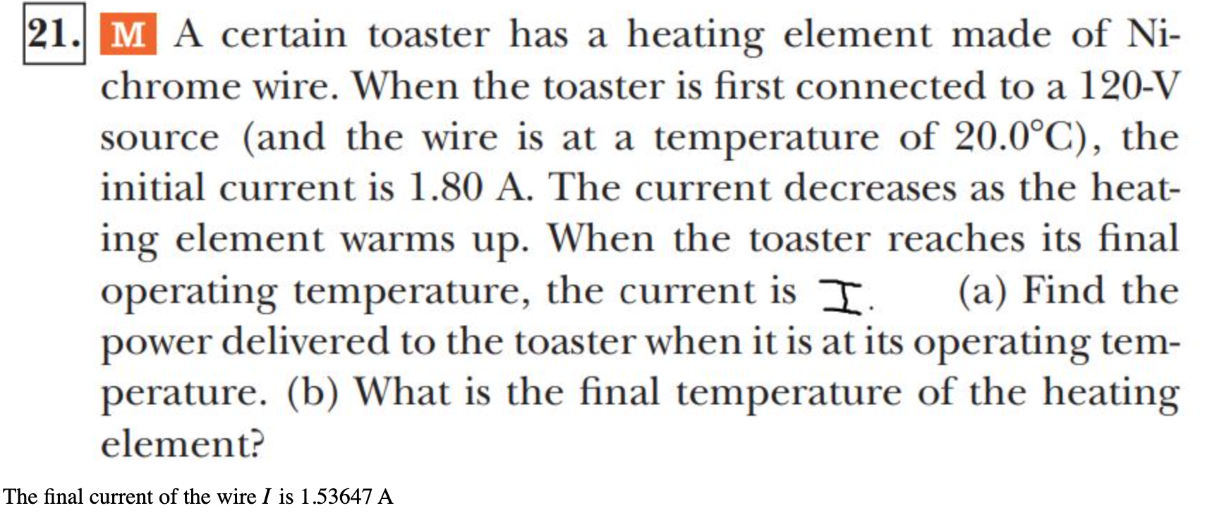 Solved 21. M A certain toaster has a heating element made of | Chegg.com