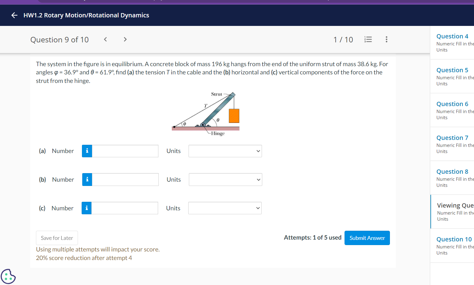 Solved ← HW1.2 Rotary Motion/Rotational Dynamics | Chegg.com