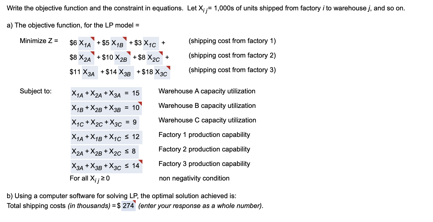 Solved Tri-State Manufacturing has three factories (1,2, and | Chegg.com