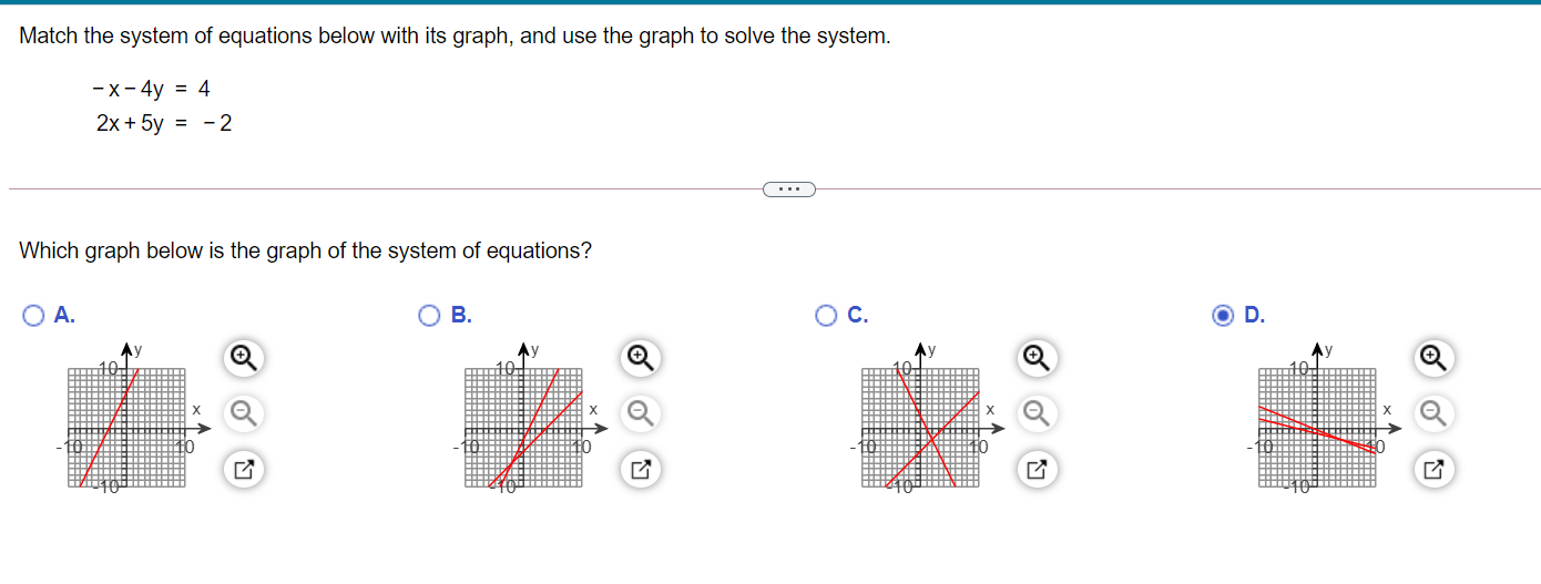 Solved Match the system of equations below with its graph, | Chegg.com