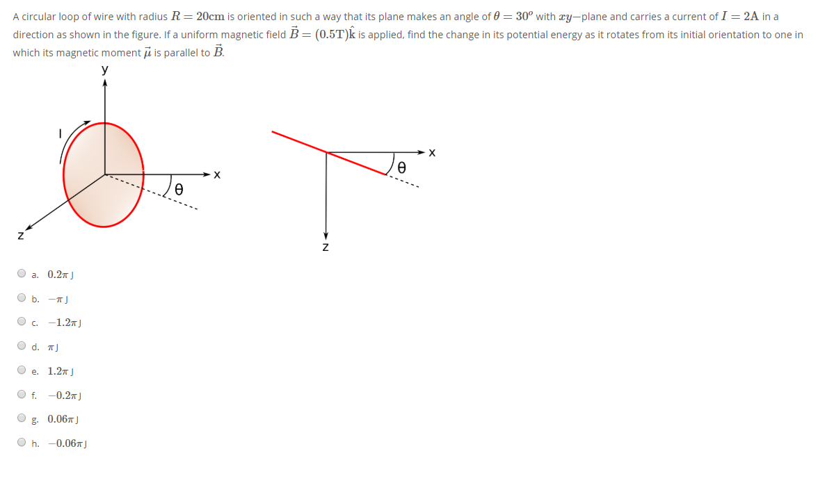 Solved A circular loop of wire with radius R= 20cm is | Chegg.com