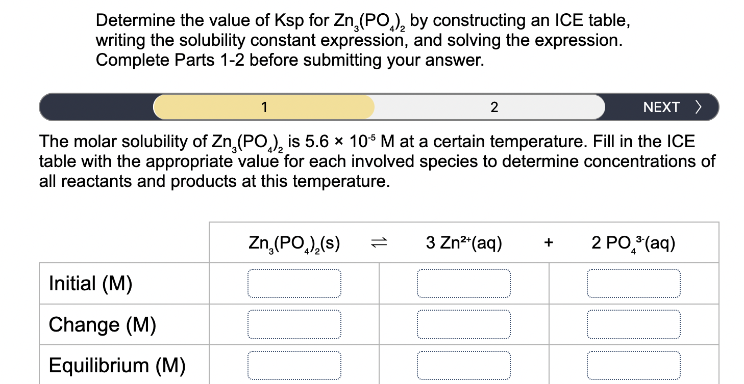 Solved Determine the value of Ksp for Zn (PO) by | Chegg.com