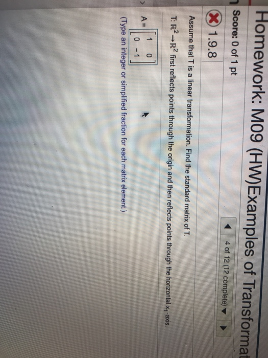 Solved Homework: M09 (HW)Examples of Transformat Score: 0 of | Chegg.com