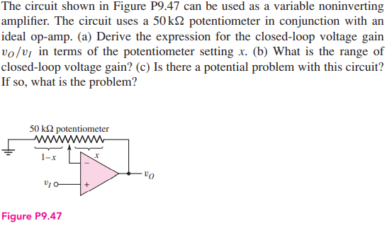 Solved The circuit shown in Figure P9.47 can be used as a | Chegg.com