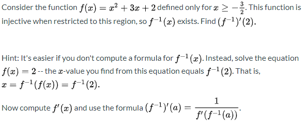 Solved Consider the function f(x) = x2 + 3x + 2 defined only | Chegg.com