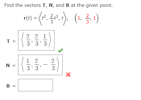 Solved Find the vectors T,N, and B at the given point. | Chegg.com