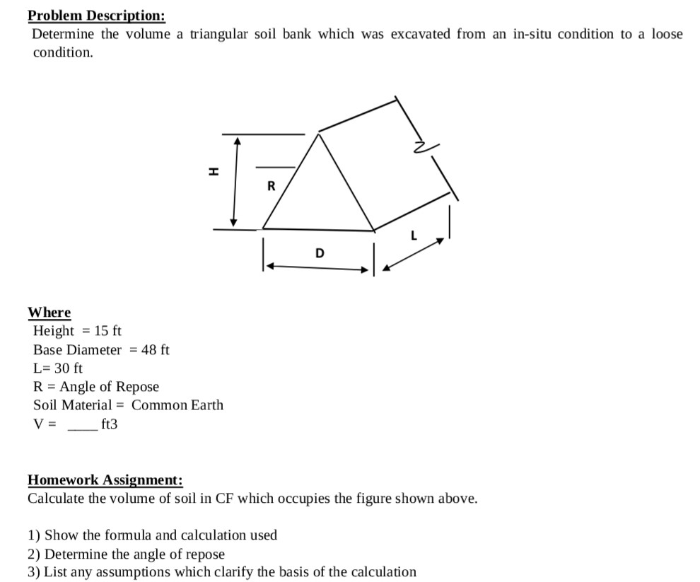 Problem Determine the volume a triangular soil bank | Chegg.com