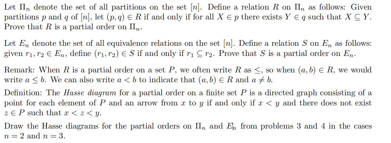 Solved How could I draw the hasse diagrams for for the | Chegg.com