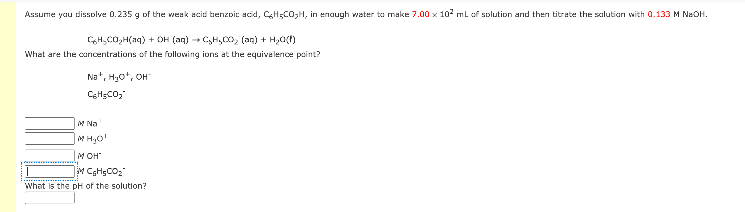 Solved Assume you dissolve 0.235 g of the weak acid benzoic | Chegg.com
