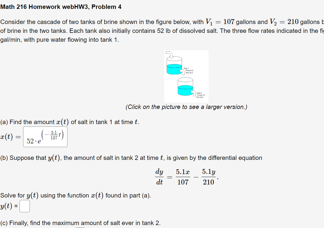 Consider the cascade of two tanks of brine shown in | Chegg.com