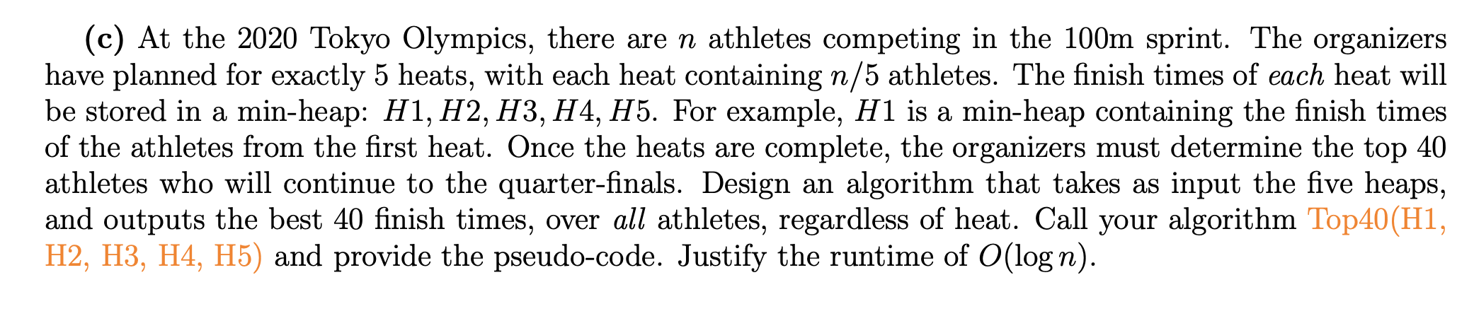 Solved > (c) At the 2020 Tokyo Olympics, there are n | Chegg.com