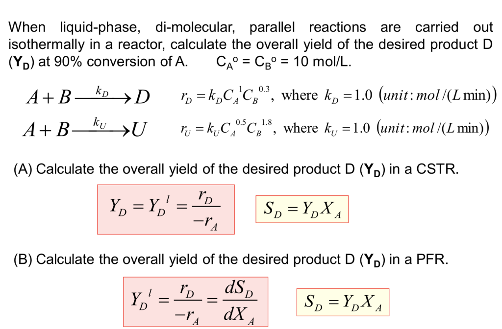Solved When liquid-phase, di-molecular, parallel reactions | Chegg.com