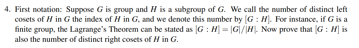 Solved 4. First notation: Suppose G is group and H is a | Chegg.com