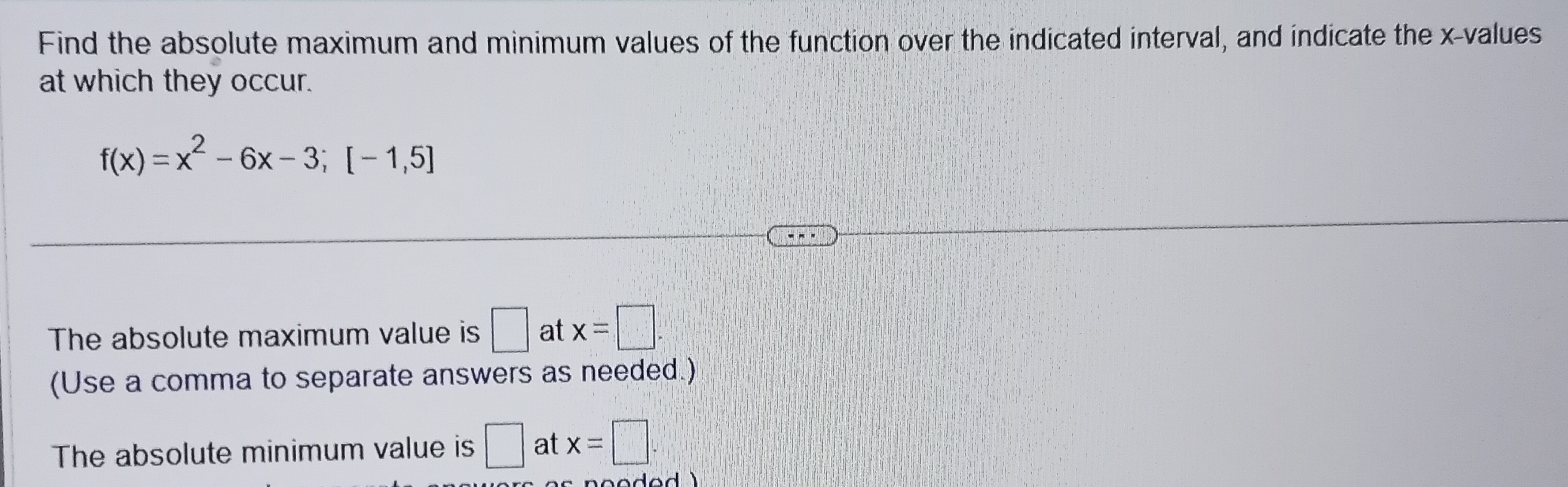 Solved Find the absolute maximum and minimum values of the | Chegg.com