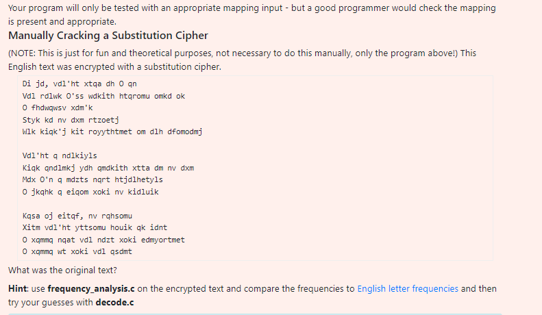 Solved Exercise ∙∙ Decrypting A Substitution Cipher 