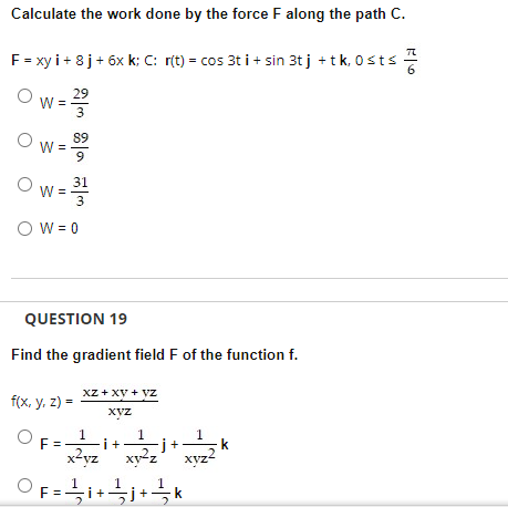 Solved Calculate the work done by the force F along the path | Chegg.com