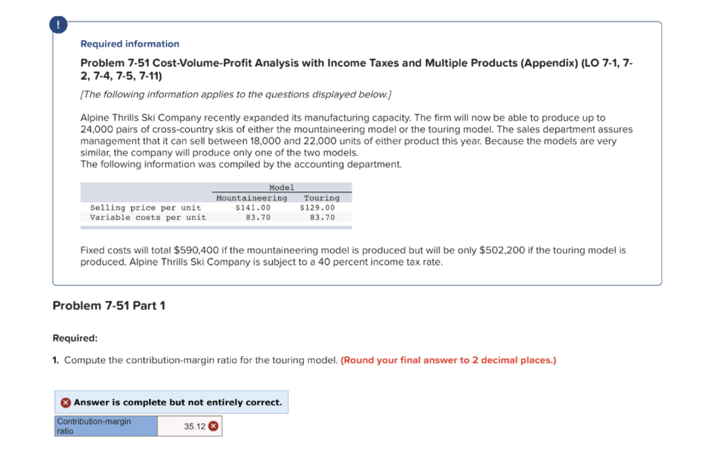 Solved Required information Problem 7-51 Cost-Volume-Profit | Chegg.com