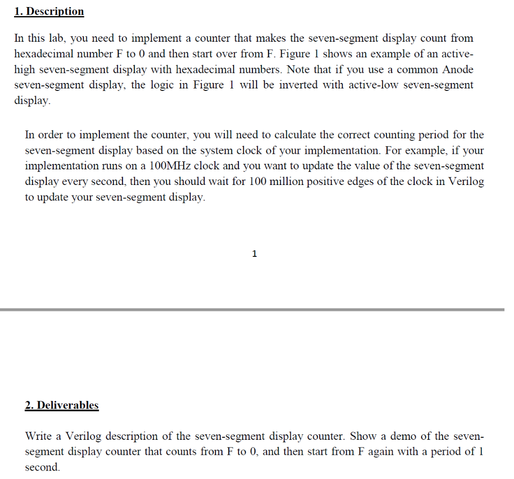 1. Description In this lab, you need to implement a | Chegg.com