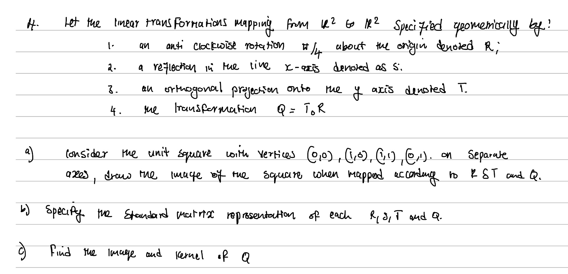 Solved Let the inear transformations mapping from R2 ﻿to R2 | Chegg.com